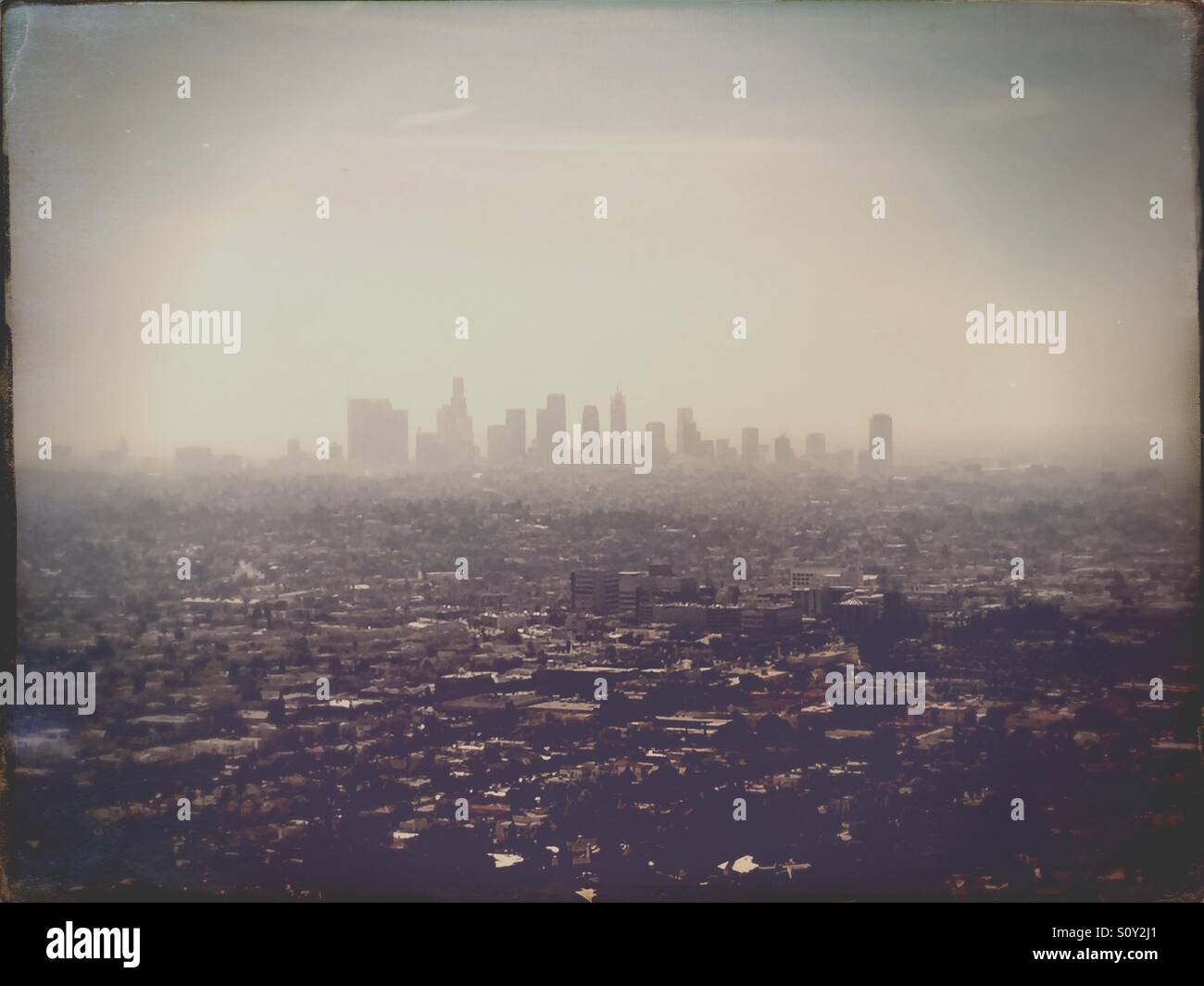Downtown Los Angeles on a smoggy day Stock Photo - Alamy