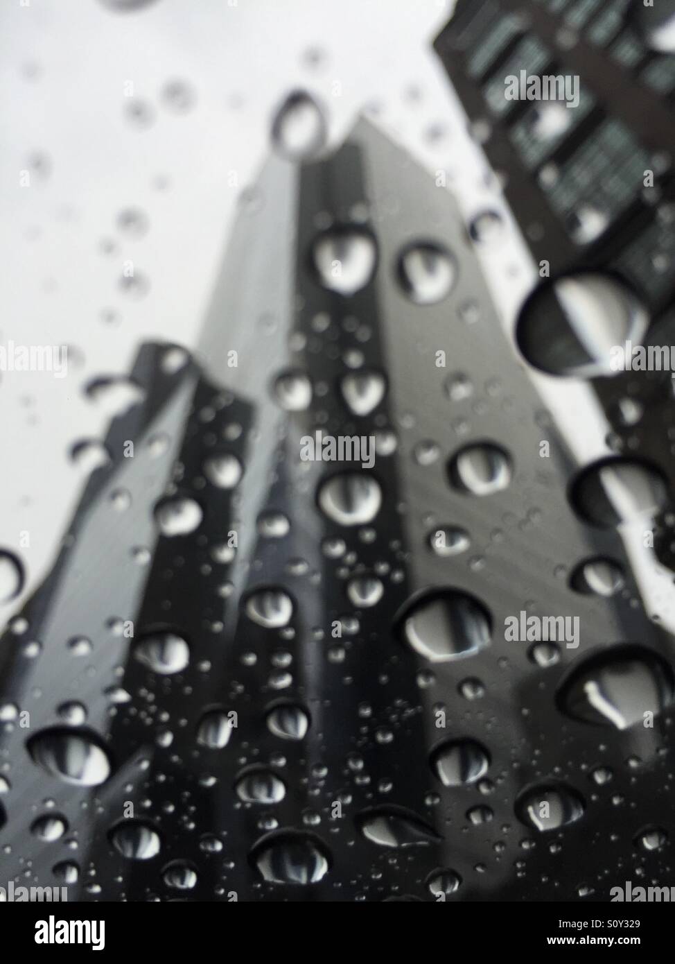 New York City buildings through the rain Stock Photo - Alamy