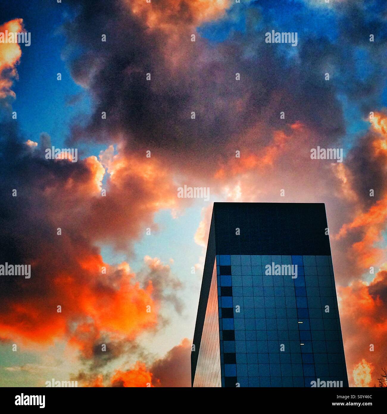 A tower block and beautiful evening sunset Stock Photo - Alamy