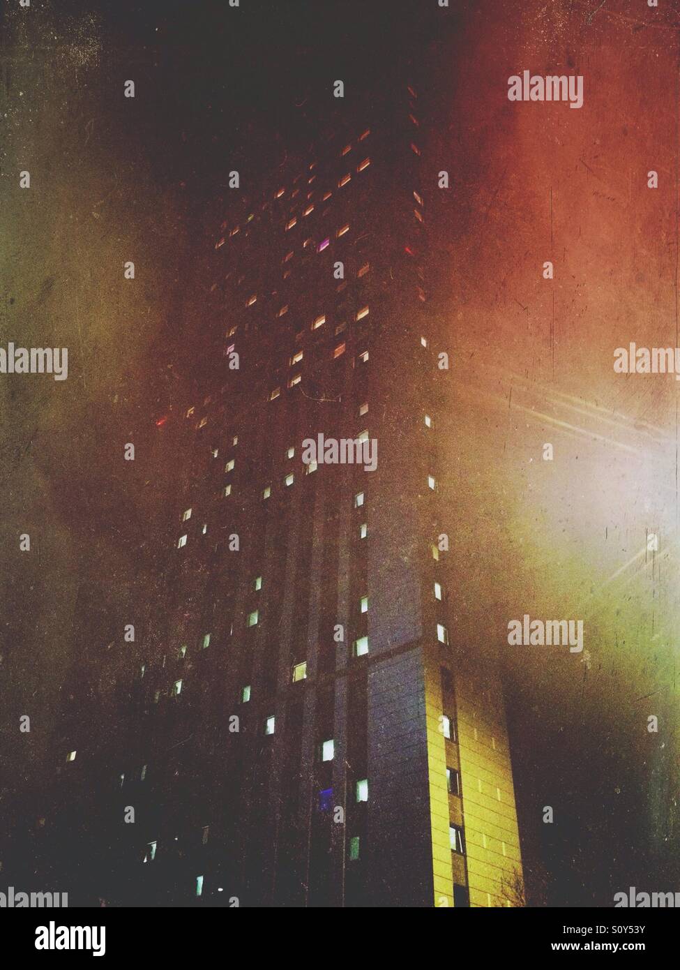 Flats at night Stock Photo - Alamy