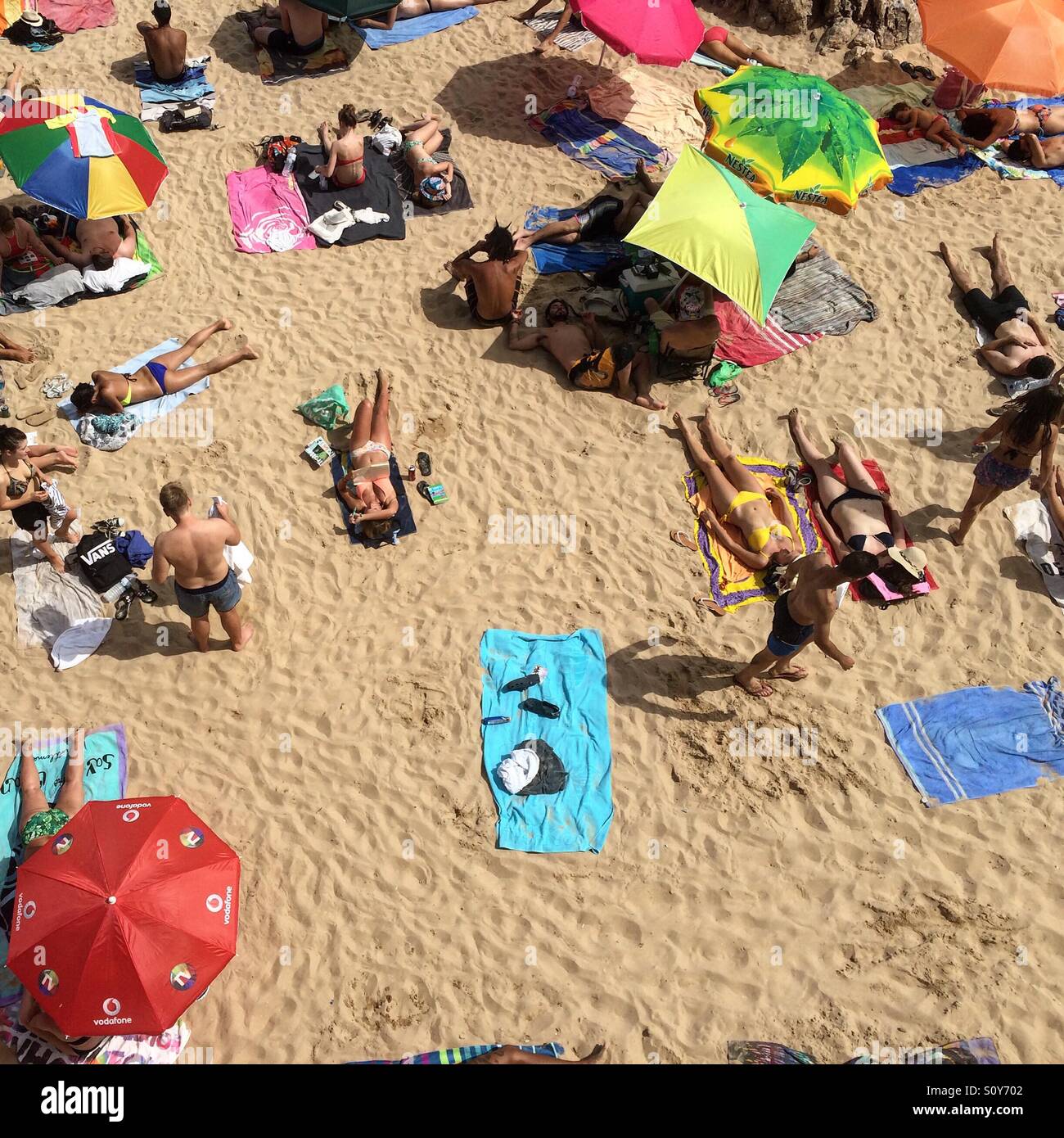 People at a beach in Portugal Stock Photo - Alamy