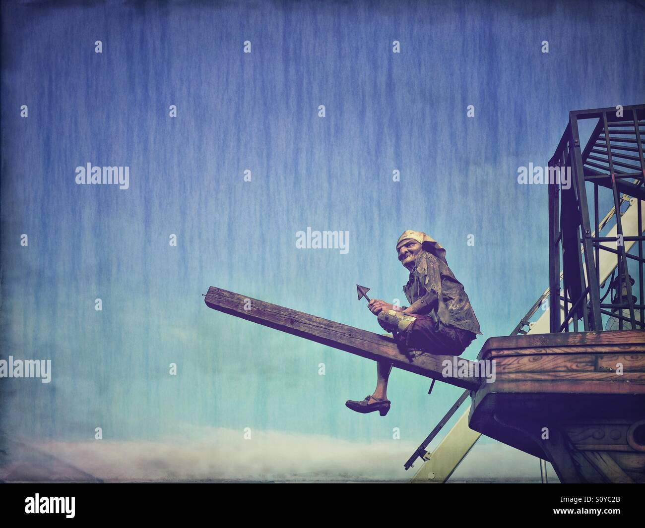One-legged pirate sitting on a bowsprit Stock Photo - Alamy