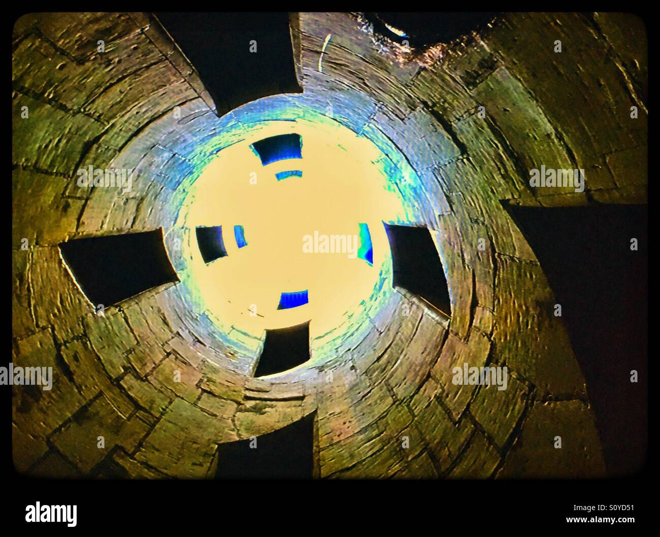 Looking up a castle tower Stock Photo - Alamy