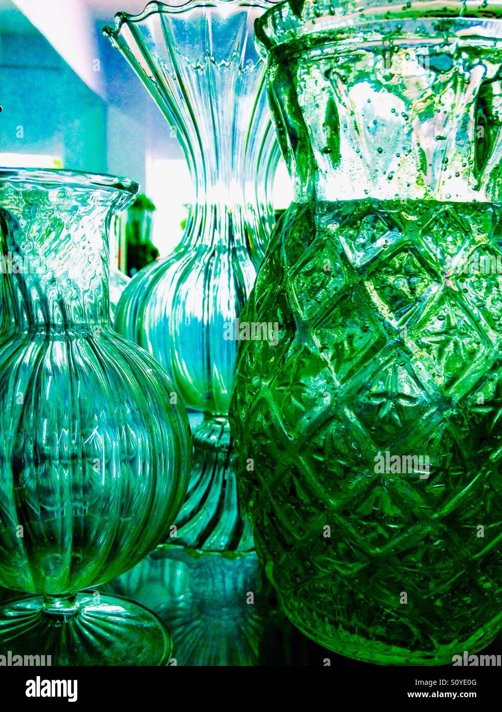 Green flower vases Stock Photo - Alamy