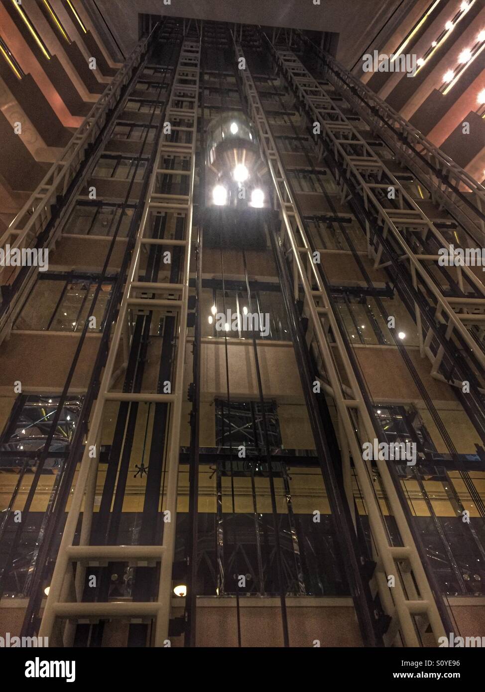 External elevator in a high tower hotel in Dubai Stock Photo - Alamy