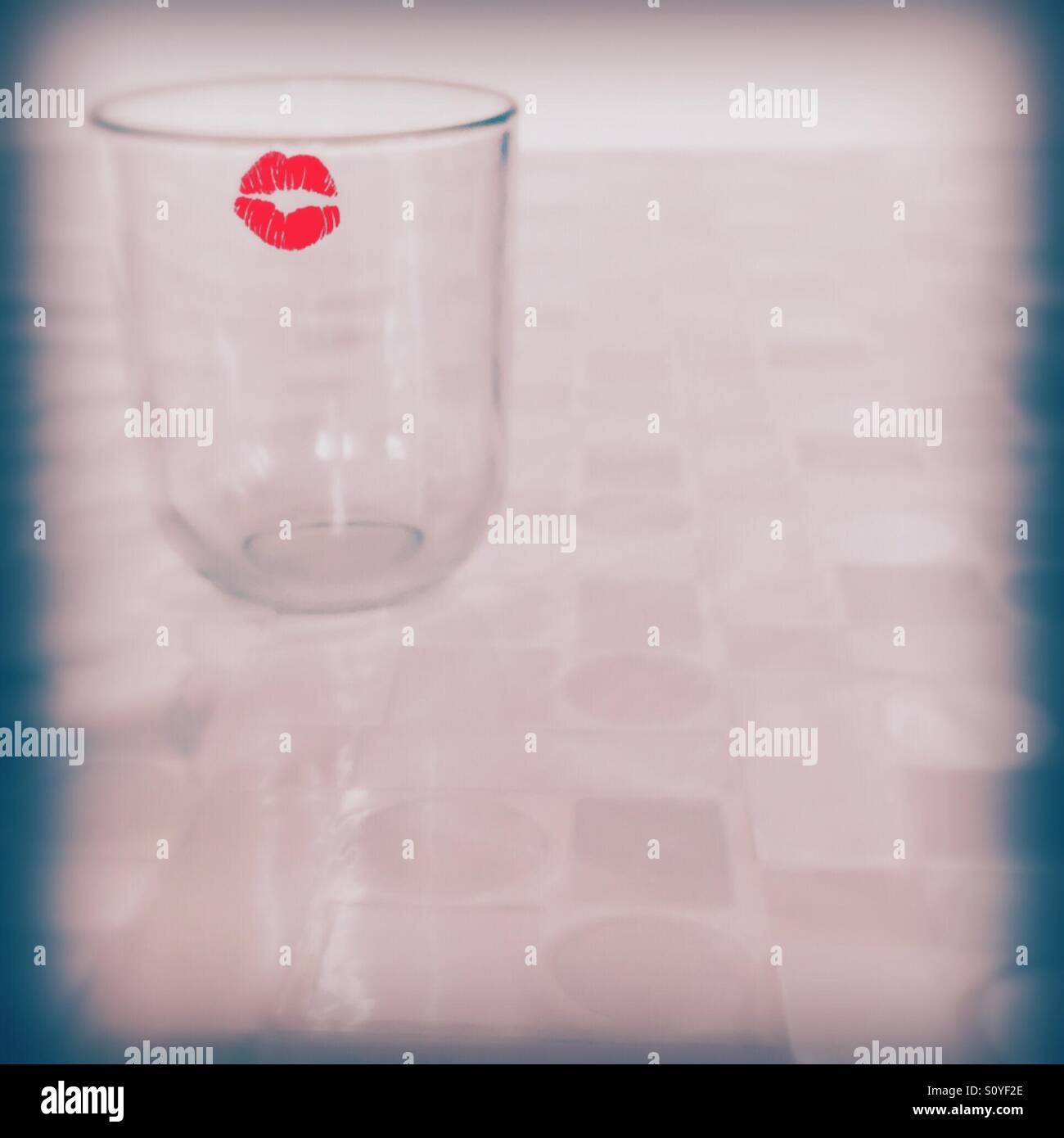 A glass was sealed with a kiss Stock Photo - Alamy