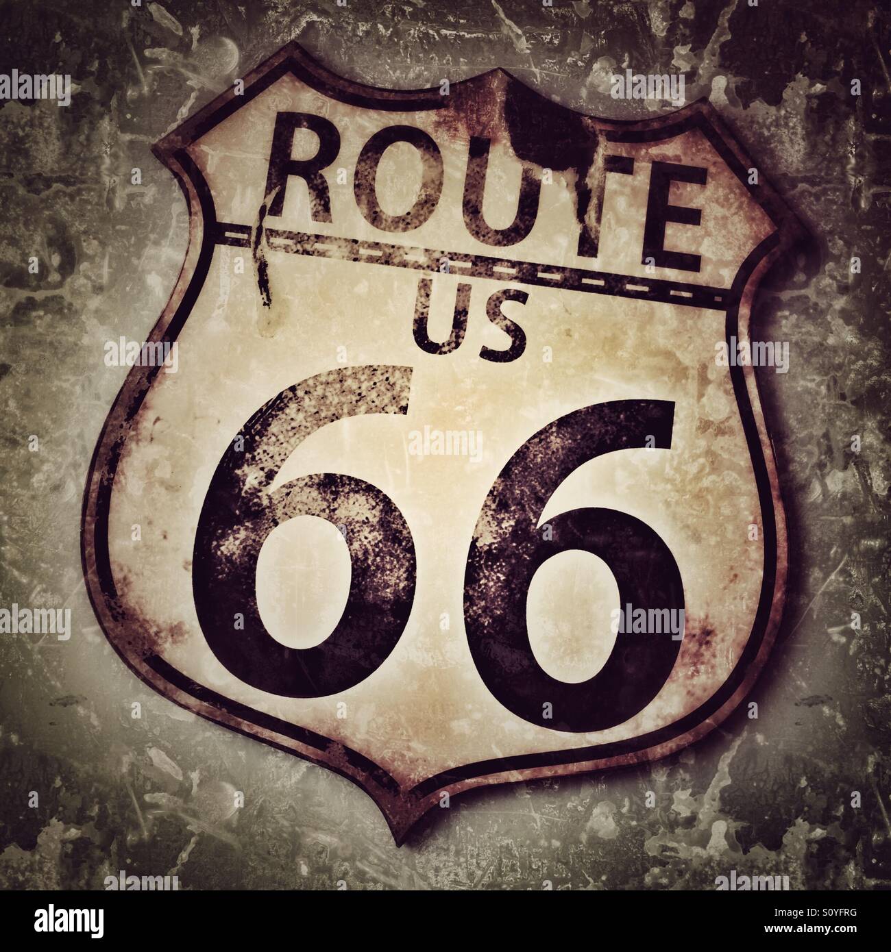 Old route 66 sign Stock Photo - Alamy