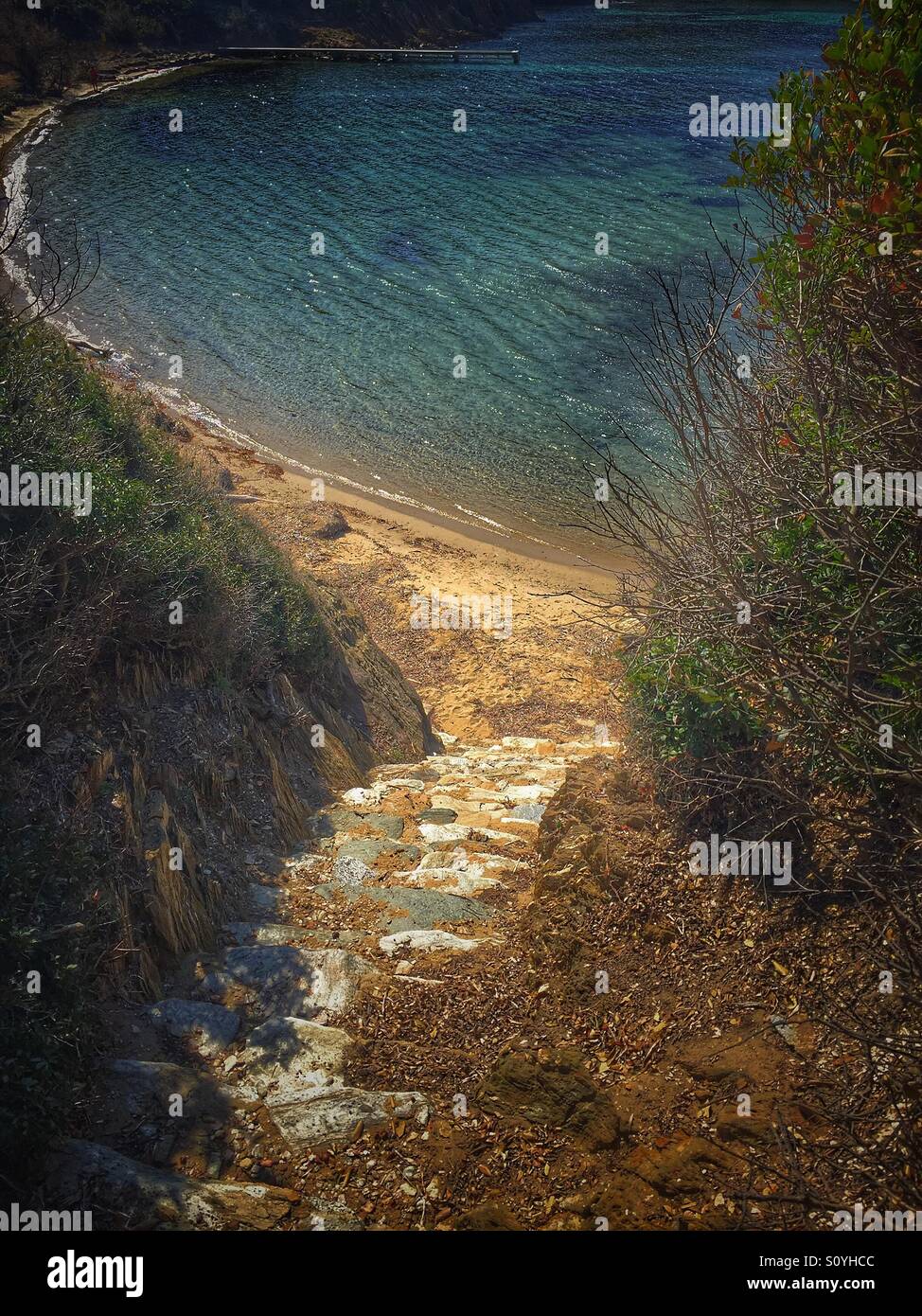 Old stone way to the beach Port Cros France Stock Photo - Alamy