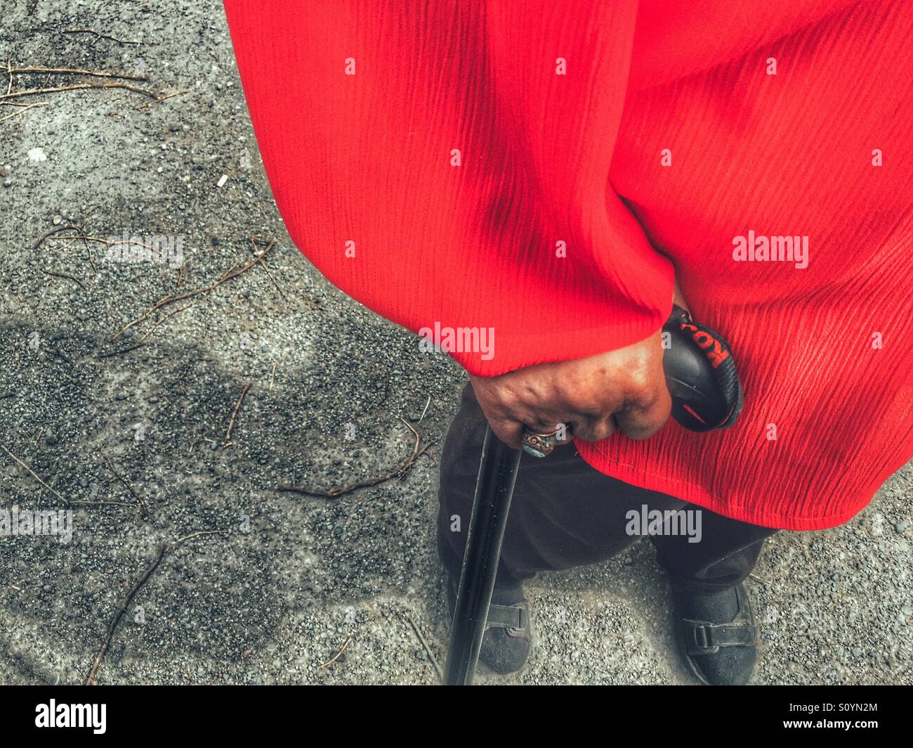 Old woman walking stick hi-res stock photography and images - Alamy