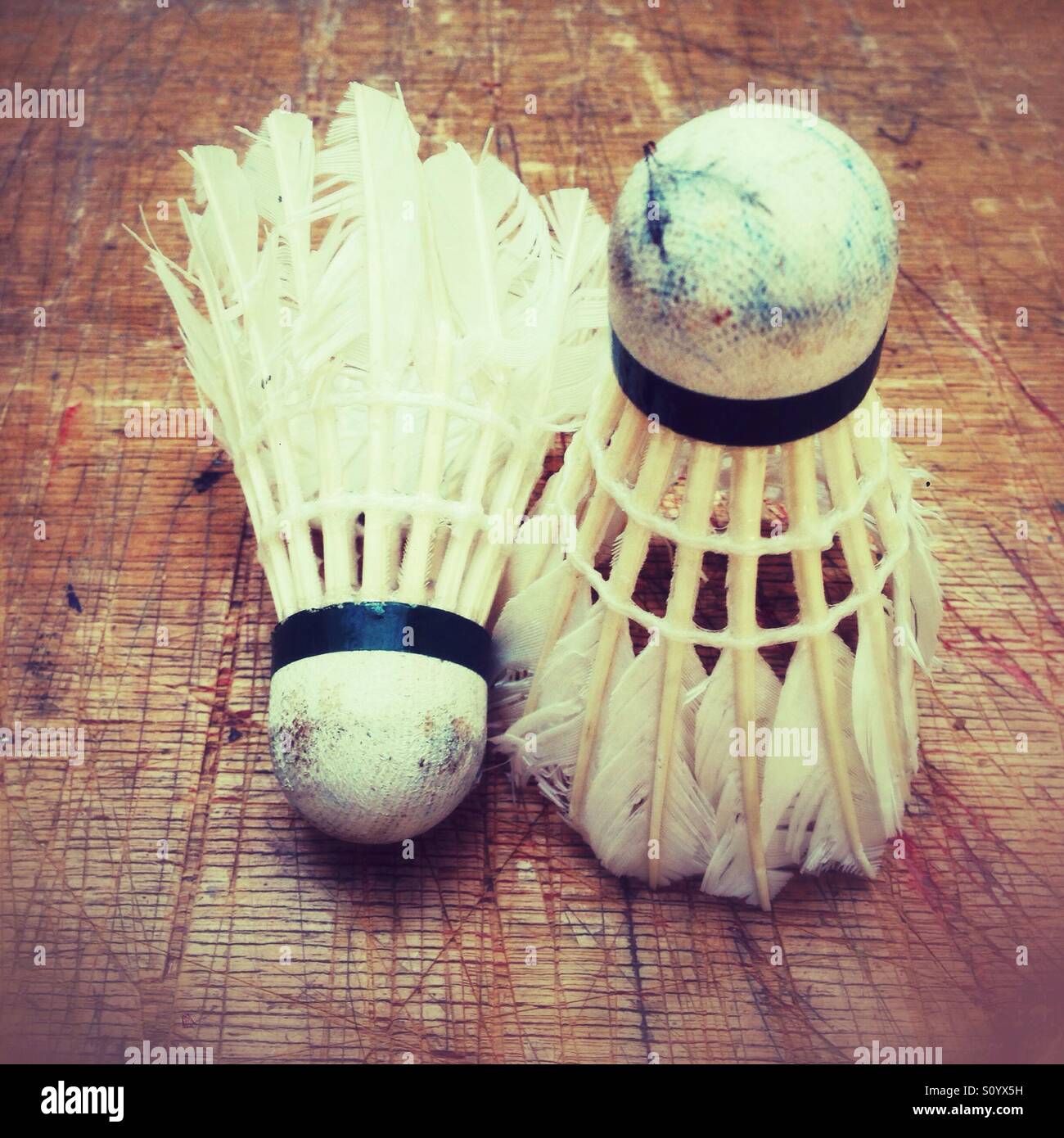 Vintage badminton feather shuttlecocks Stock Photo - Alamy
