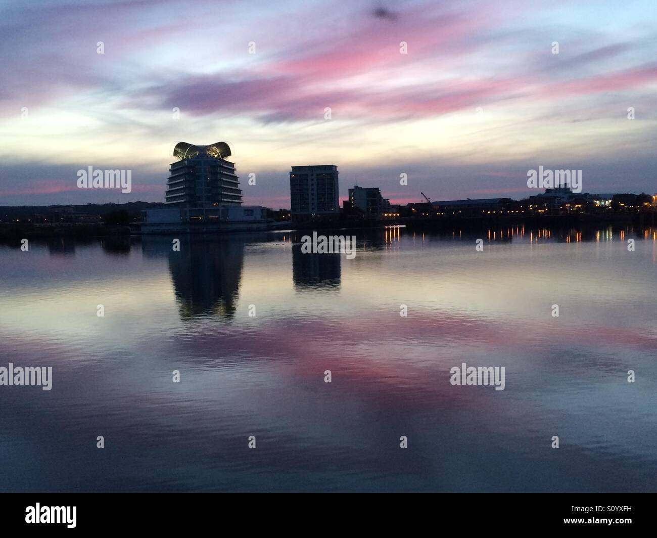 Cardiff Bay sunset Stock Photo - Alamy