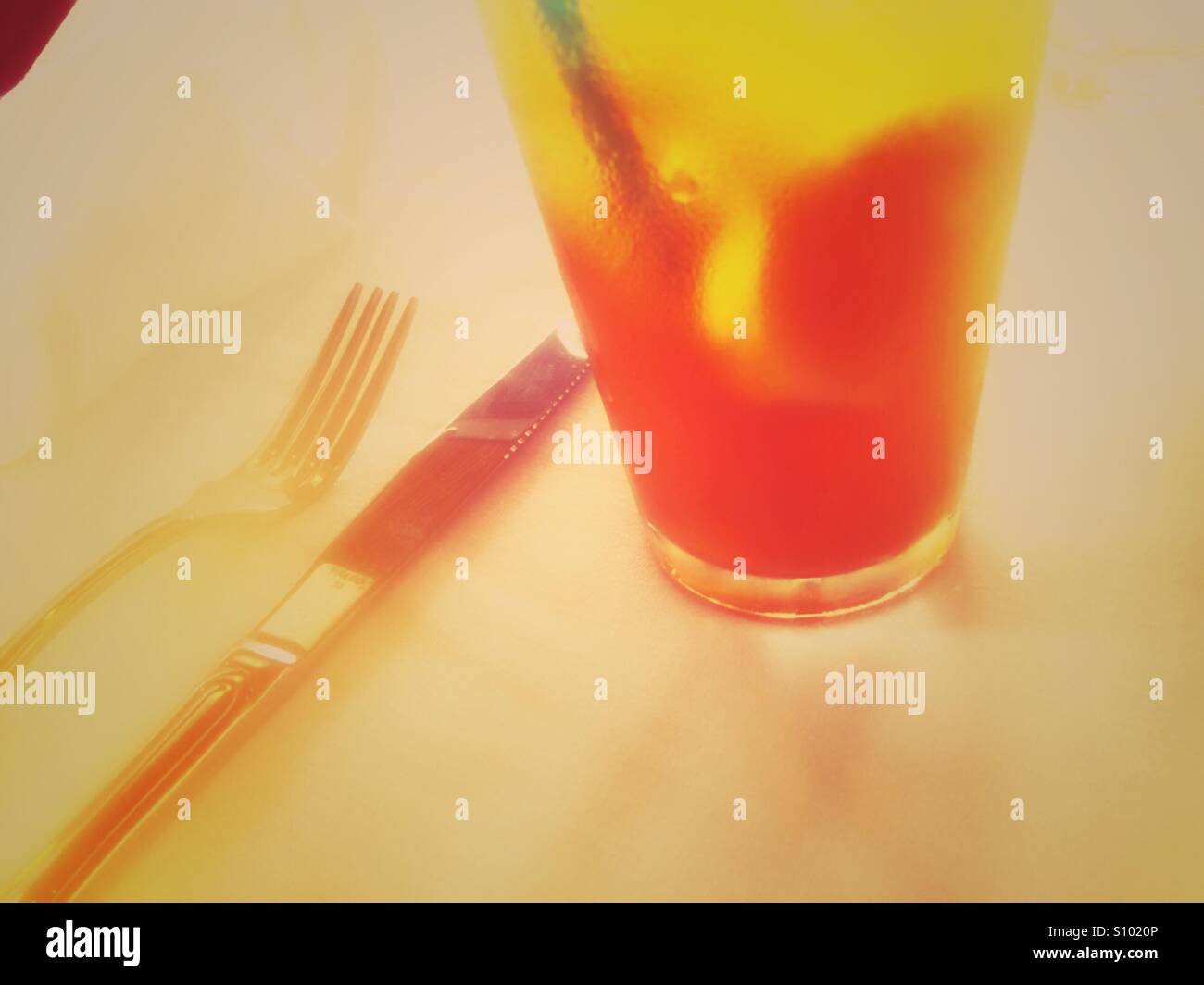 Table setting with iced tea Stock Photo - Alamy