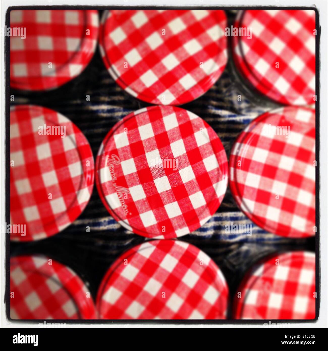 Gingham lids hi-res stock photography and images - Alamy