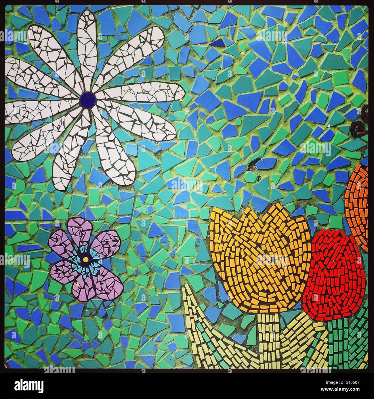 Mosaic depicting flowers Stock Photo - Alamy