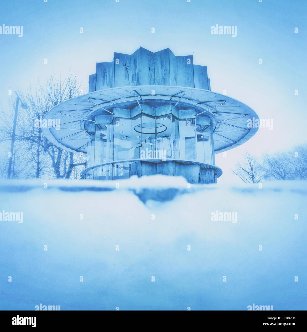 A strange kiosk building in the snow Helsinki Finland Stock Photo - Alamy