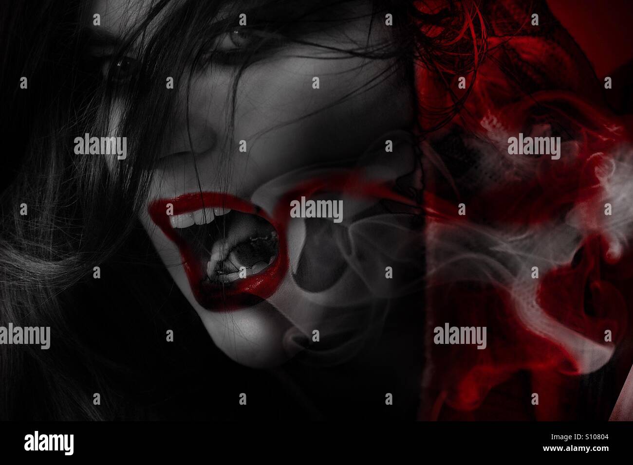 Artistic closeup portrait of woman screaming Stock Photo - Alamy