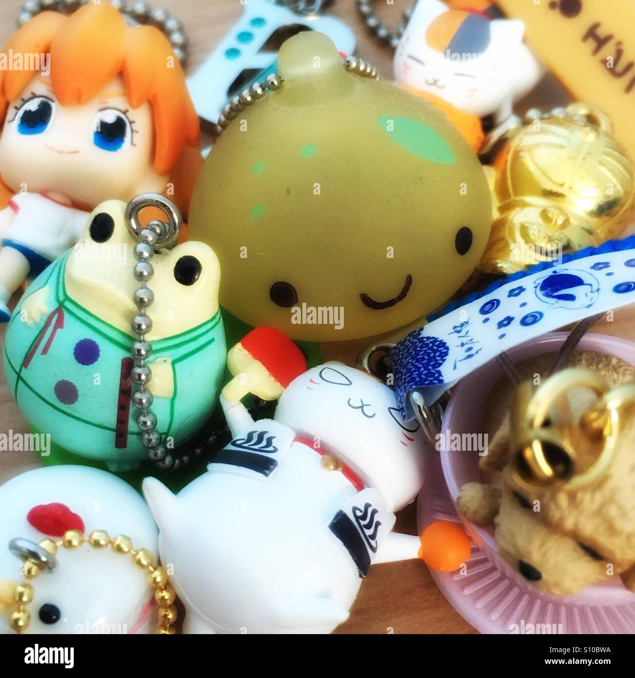 Collection of key chains from Japanese gashapon capsule vending ...