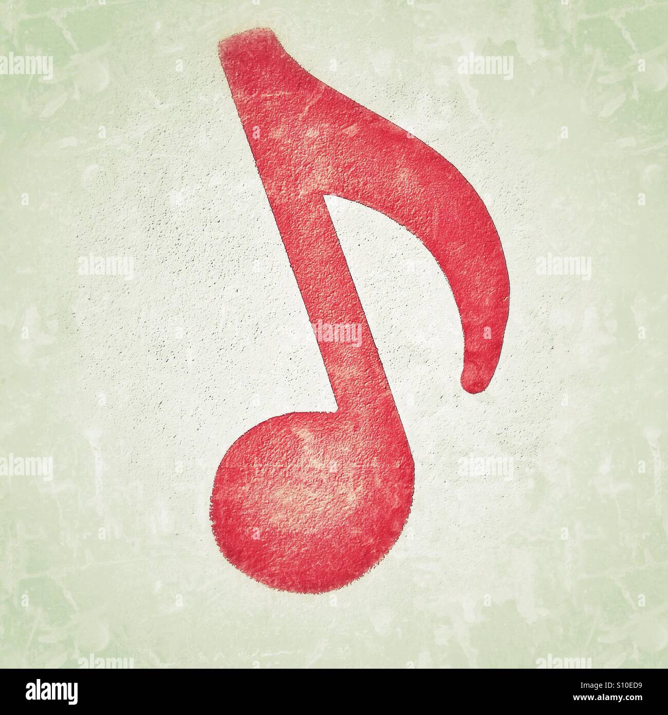 Red musical note painted on a white wall Stock Photo - Alamy