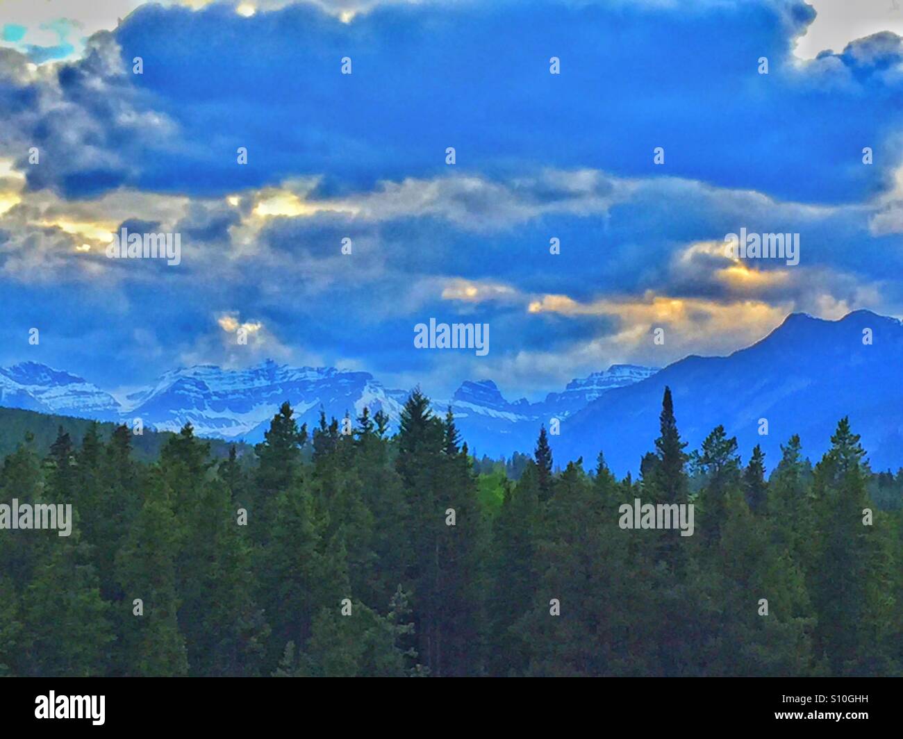 Sunset at Banff, Alberta Stock Photo - Alamy