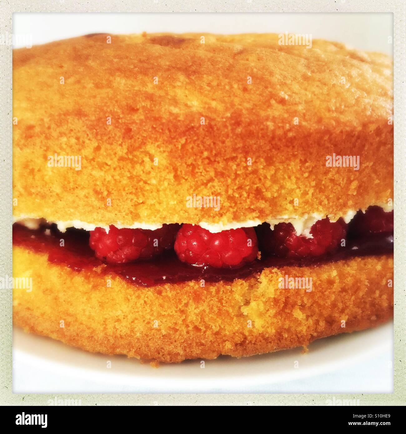 Raspberry sponge cake Stock Photo - Alamy