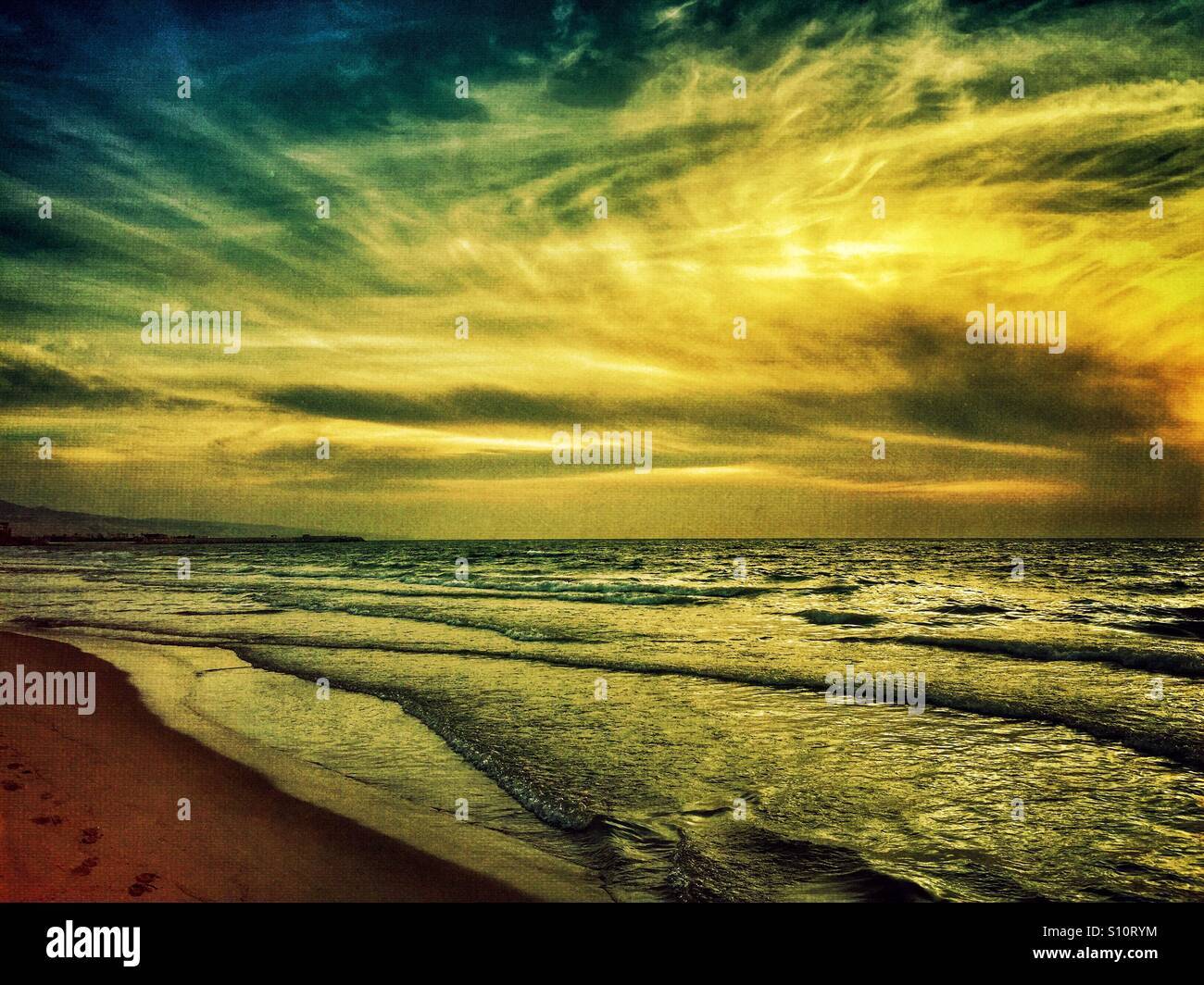 Dramatic Mediterranean sunset Stock Photo - Alamy