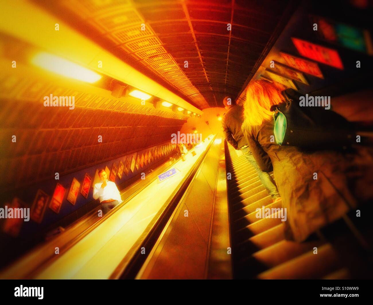 People on escalators at London Bridge Underground Stock Photo - Alamy