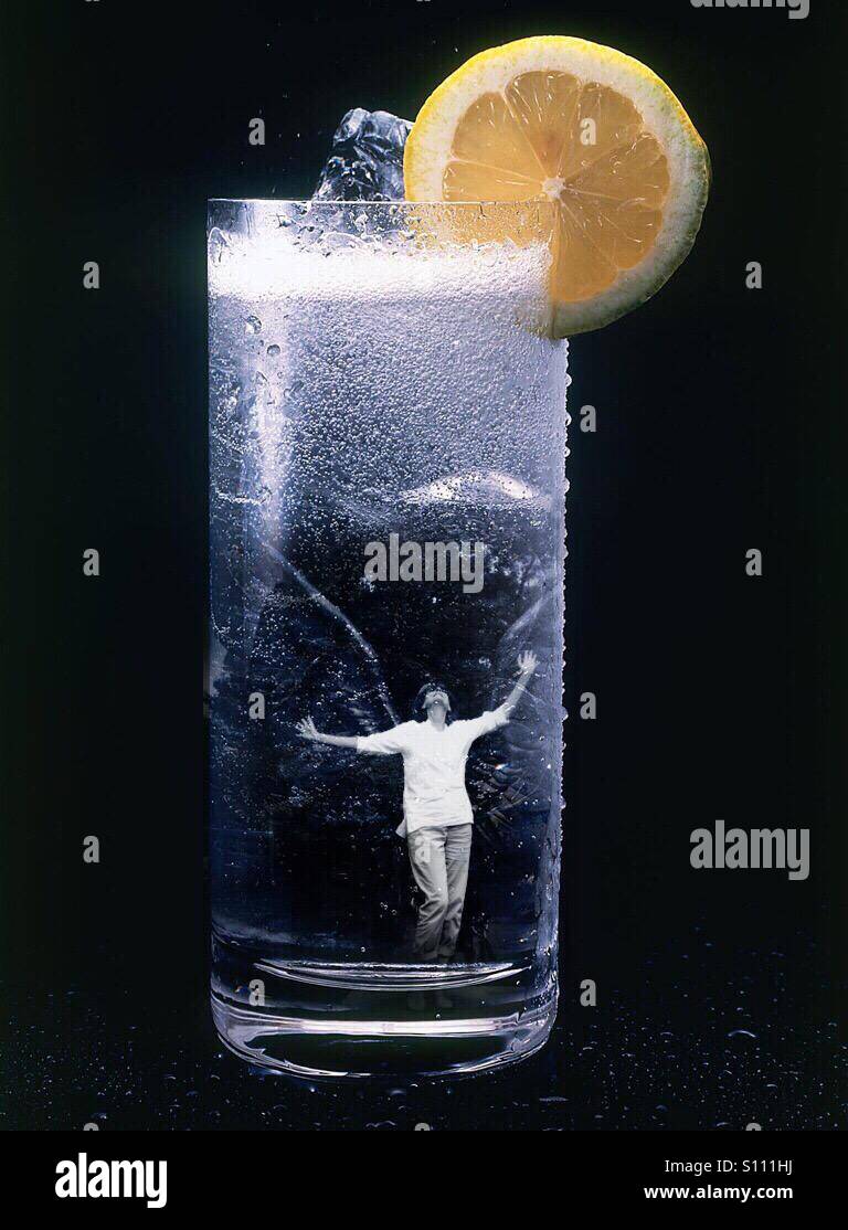 Girl Trapped in a Glass Stock Photo - Alamy