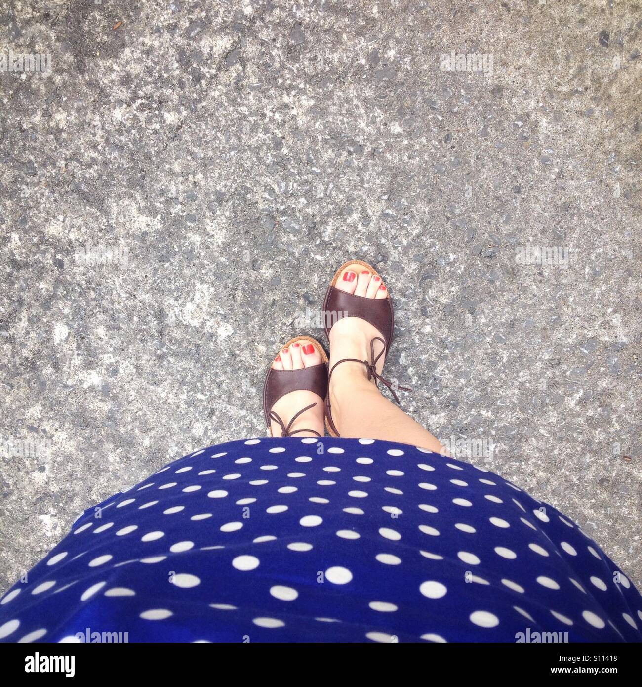 Woman top view feet hi-res stock photography and images - Alamy