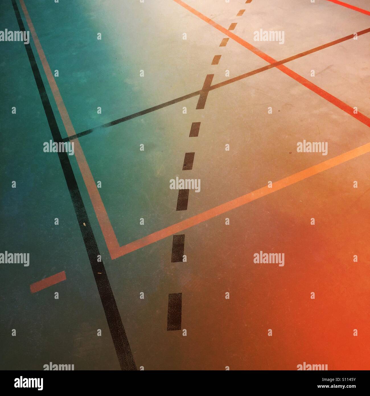 Indoor sports field demarcation lines Stock Photo - Alamy