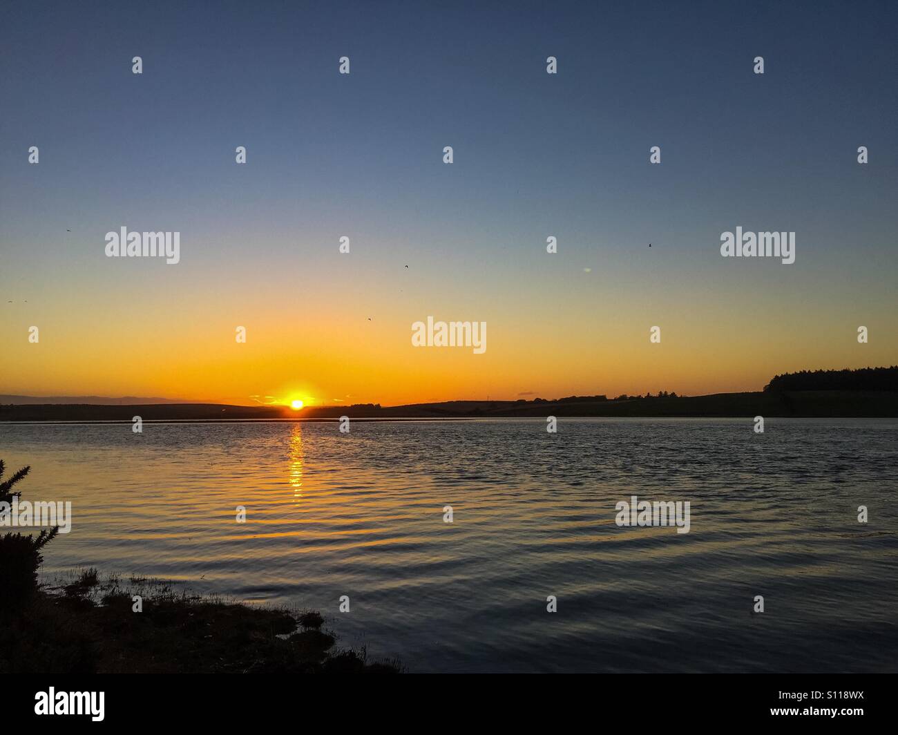 Scenic view of sunset over river Stock Photo - Alamy