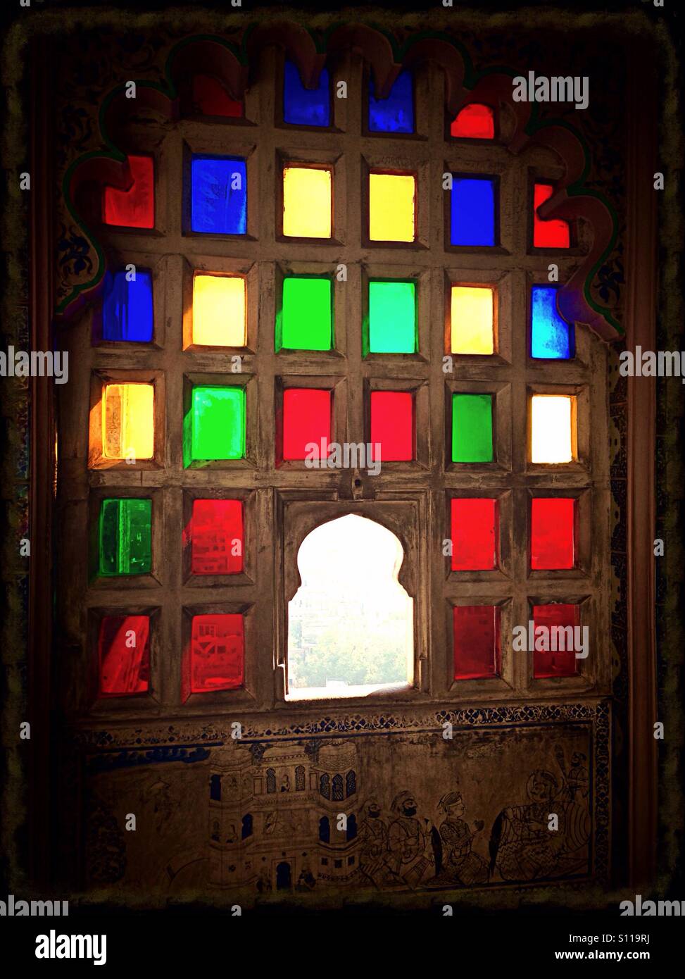 Decorated window in Indian palace Stock Photo - Alamy