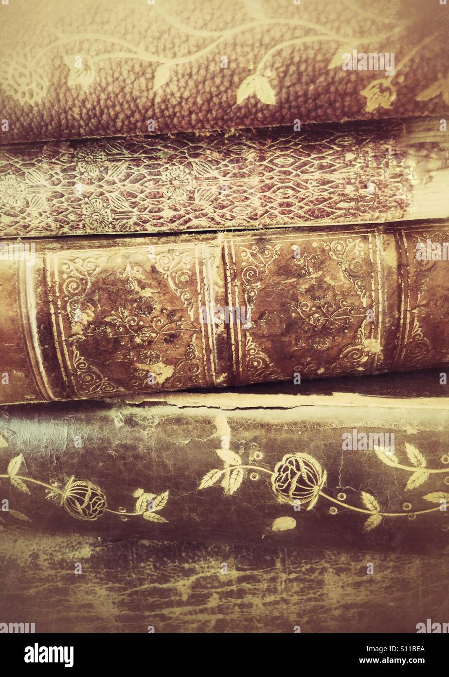 Vintage book spines Stock Photo - Alamy