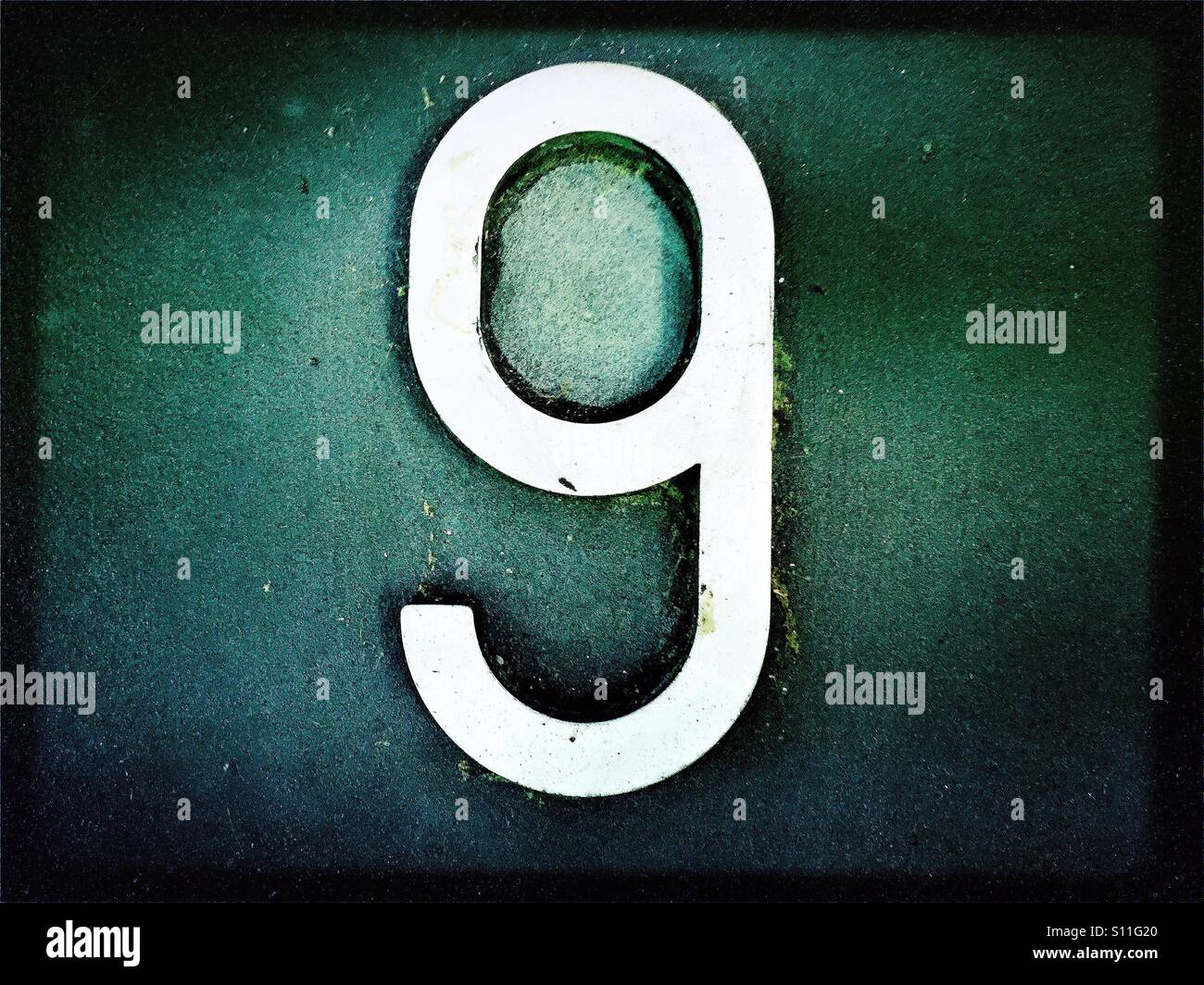 Number 9 in metal lettering Stock Photo - Alamy