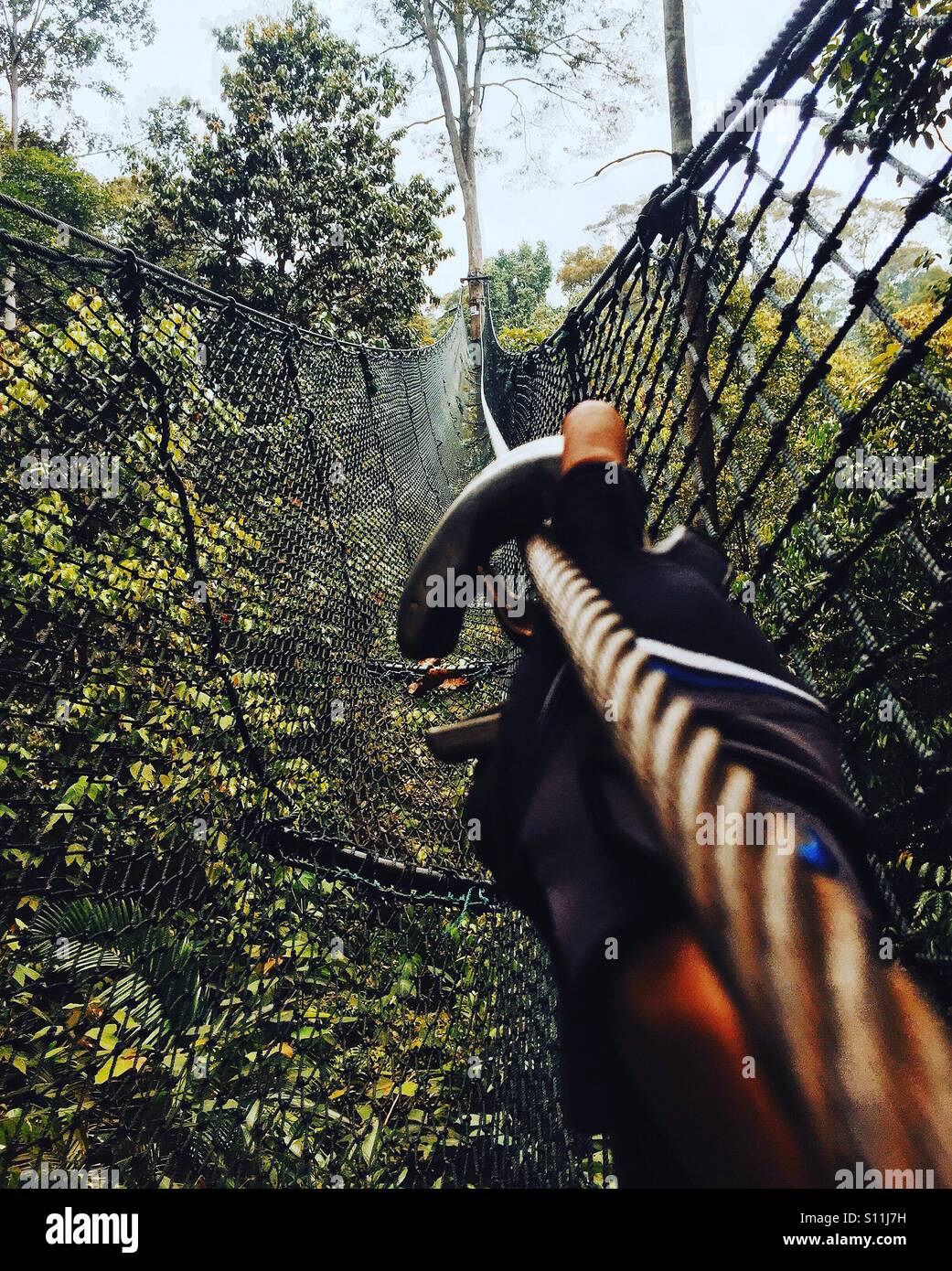 Obstacle rope course high above ground! Stock Photo - Alamy