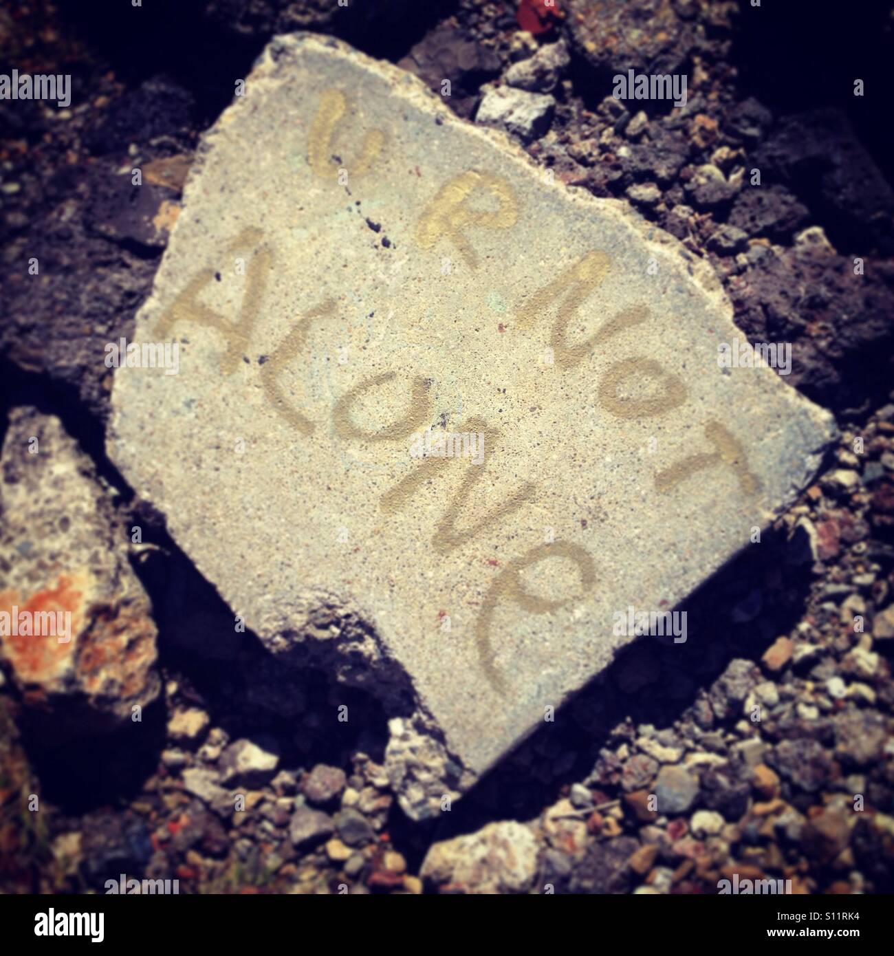A message on a chunk of concrete at the Albany Bulb in Albany ...