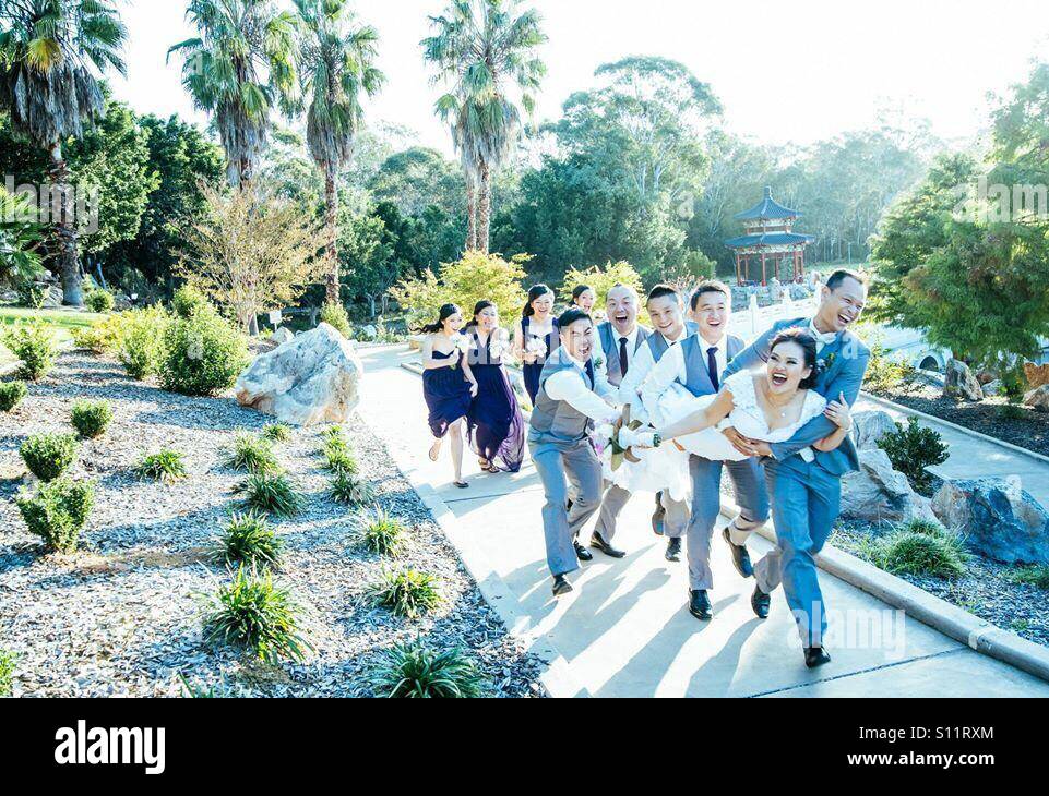 Kidnapped bride during wedding photography Stock Photo - Alamy