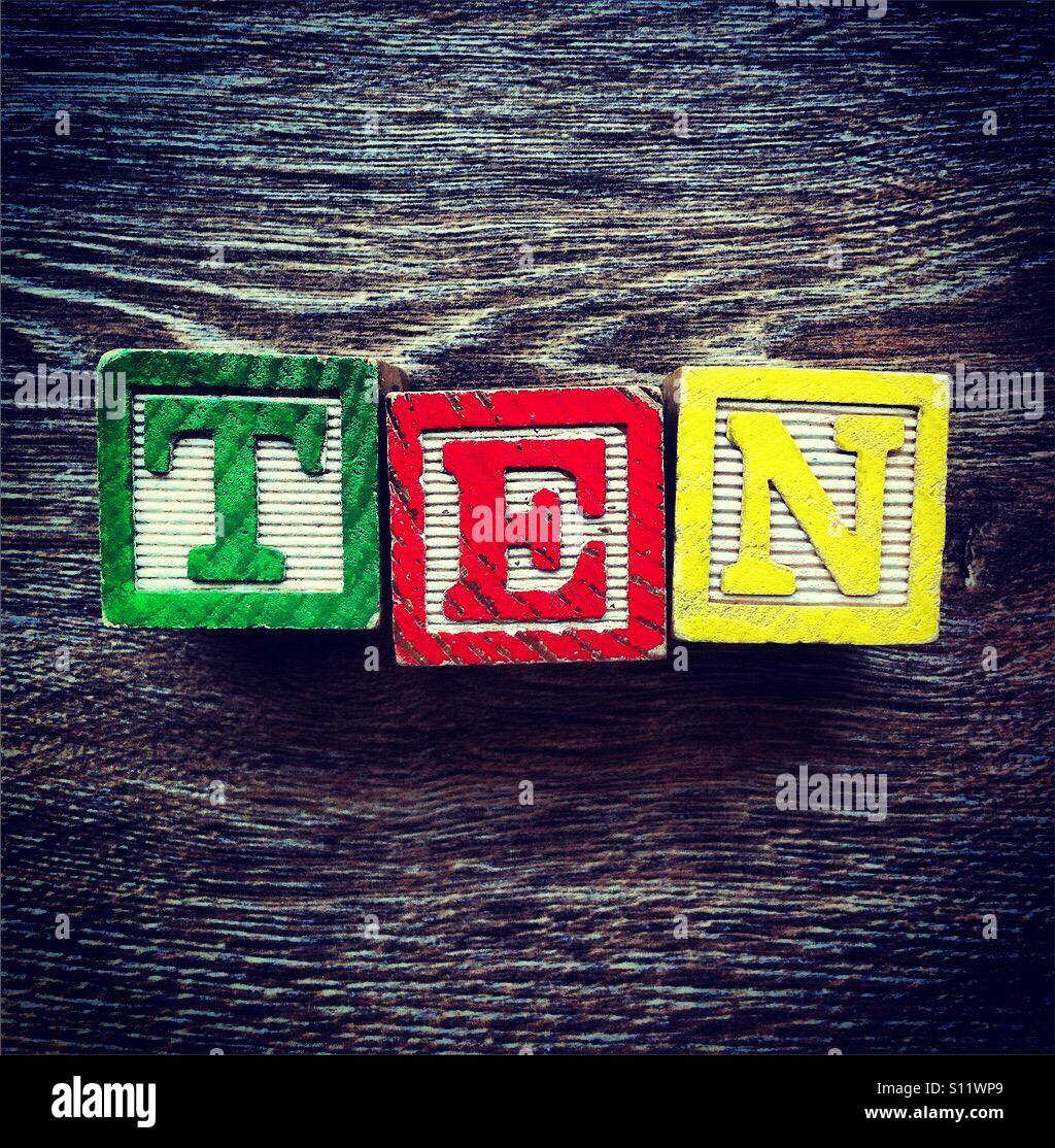 TEN word done with wood blocks letters Stock Photo - Alamy