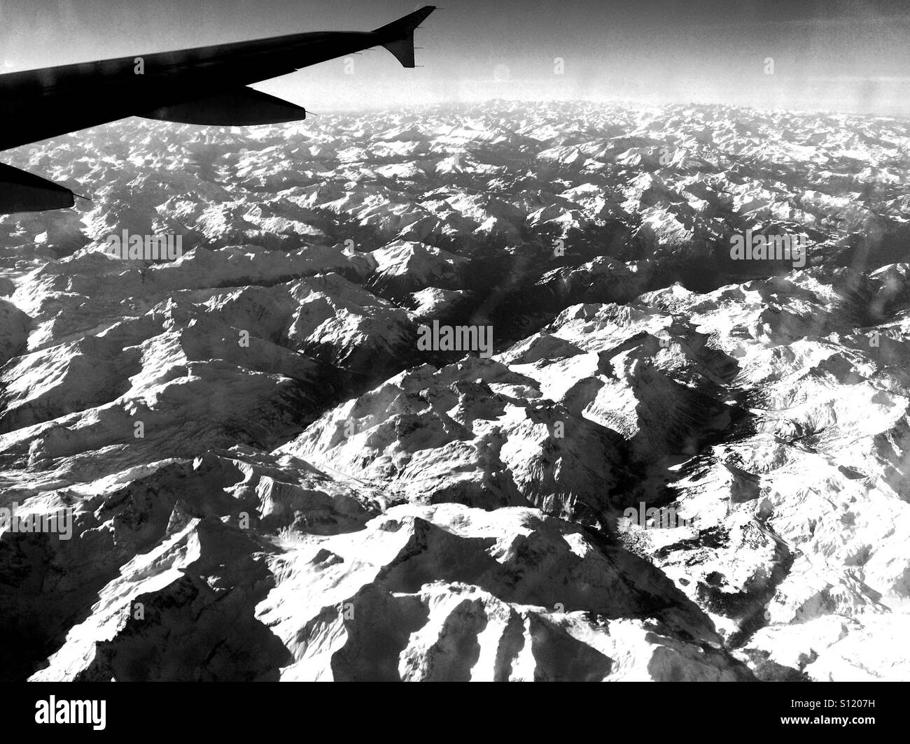Italy from plane window Black and White Stock Photos & Images - Alamy