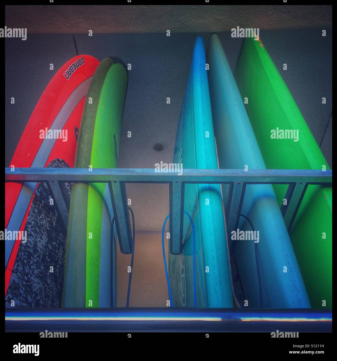 Row of surfboards, Muizenberg Stock Photo - Alamy