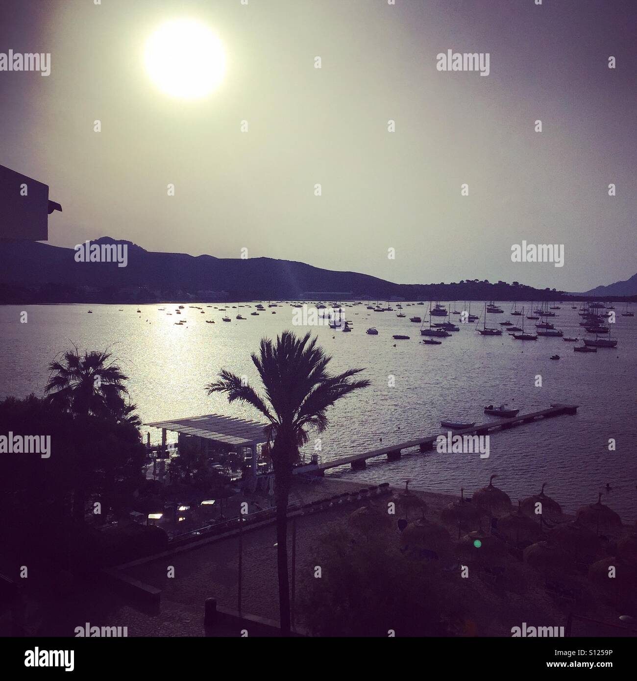 Puerto Pollensa bay at sunset Stock Photo - Alamy