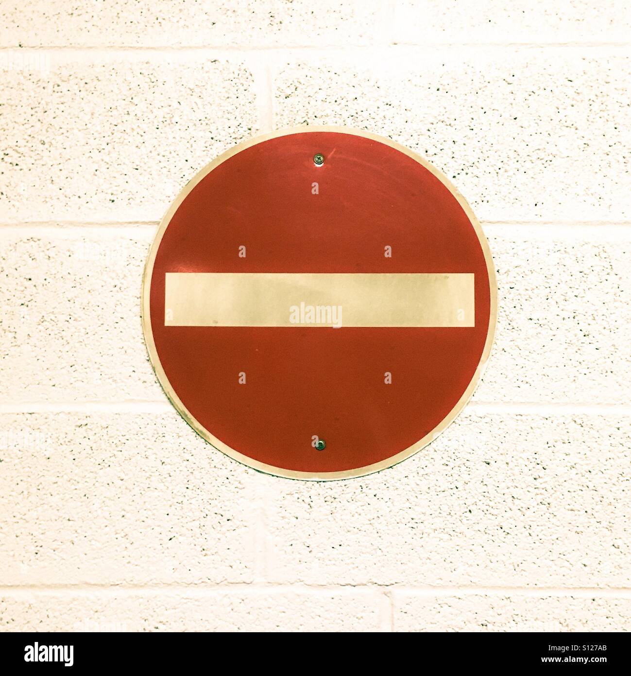 Brick bricks sign wall warning hi-res stock photography and images - Alamy