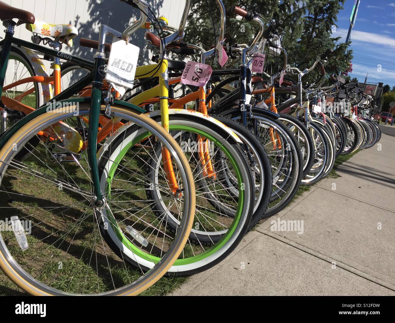 Bicycles street sale Stock Photo - Alamy