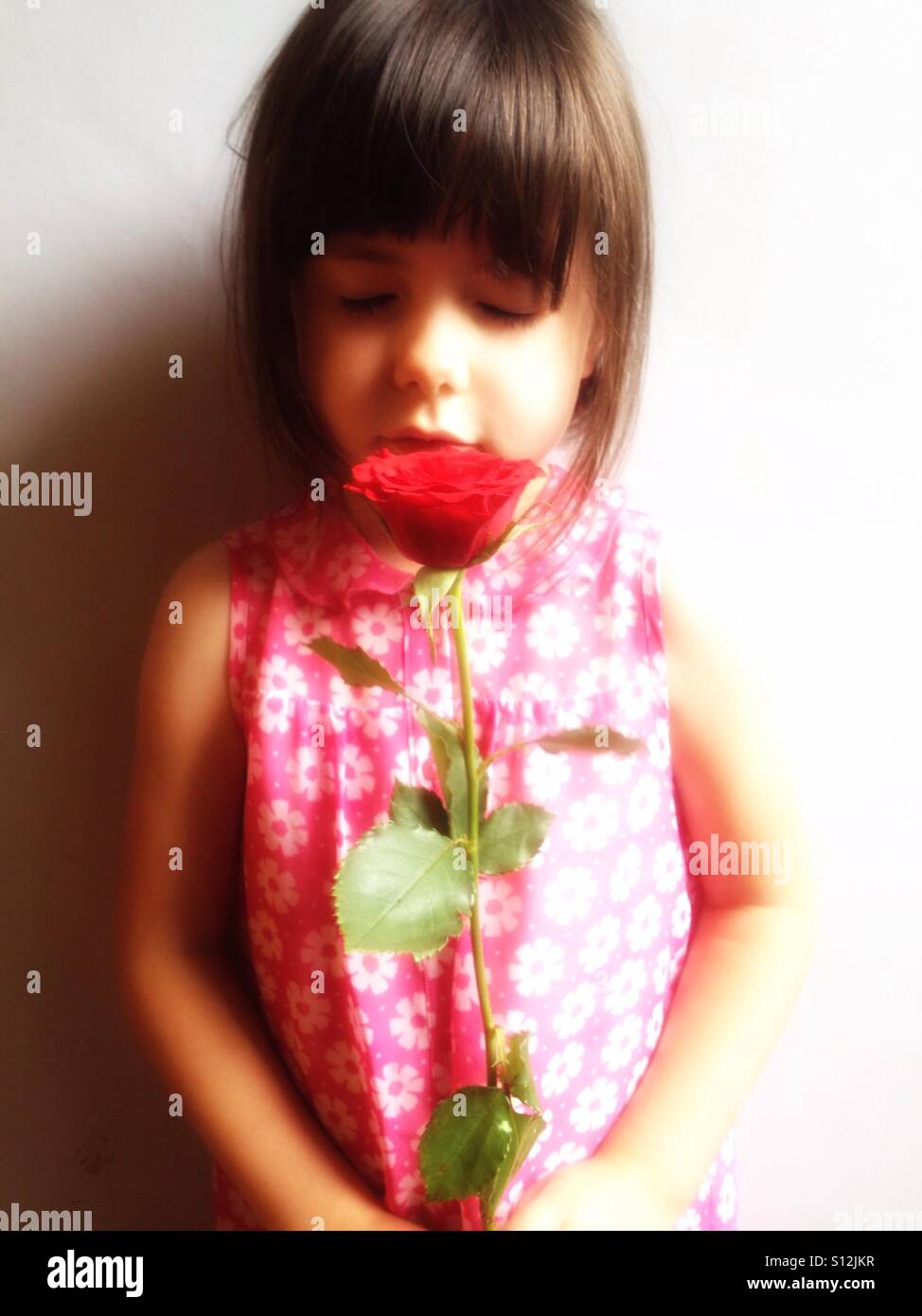 Child smelling roses hi-res stock photography and images - Alamy