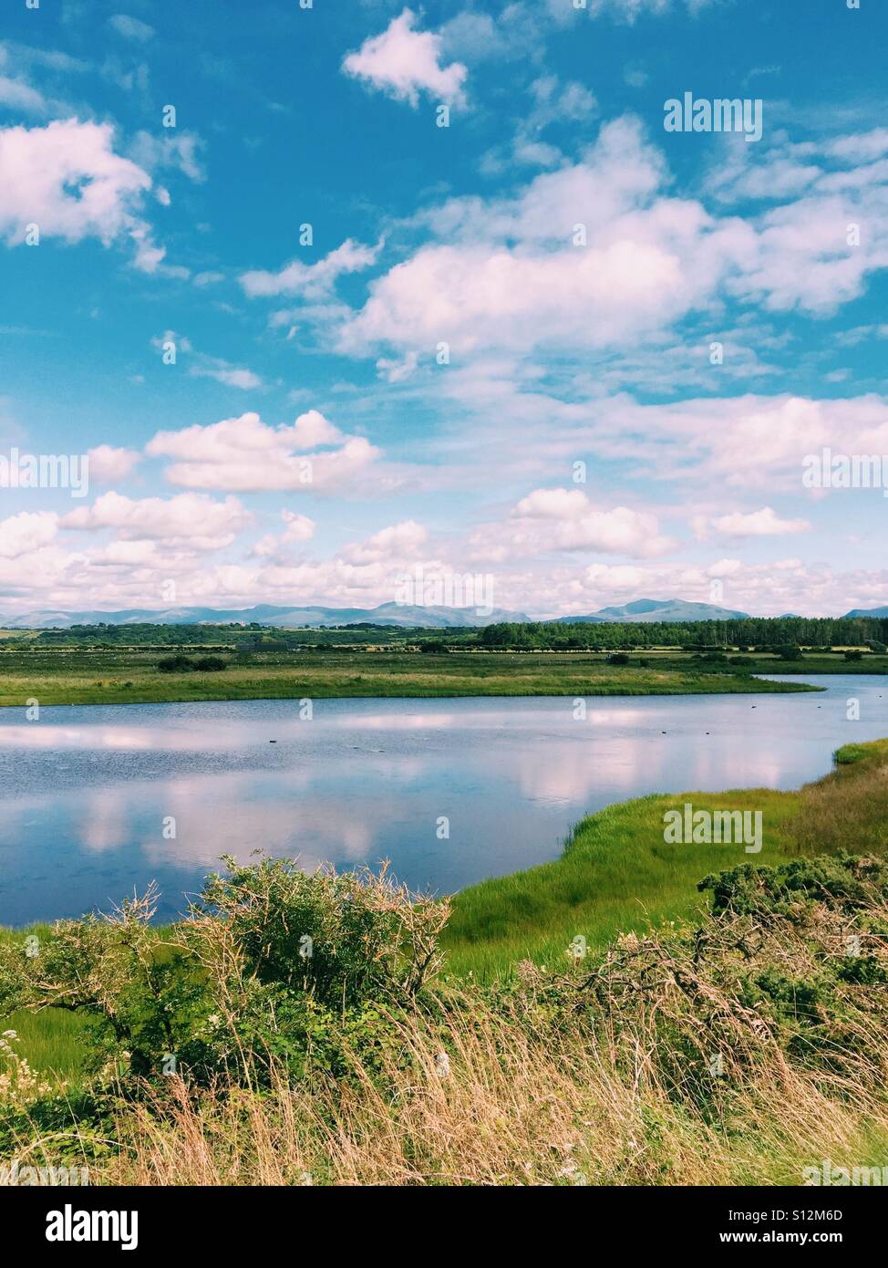 Malltraeth Pool, Malltraeth sands, isle of Anglesey, North Wales, near ...