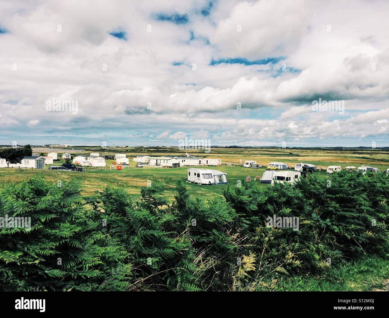 Caravan park by Rhosneigr golf course, Anglesey, North Wales Stock ...
