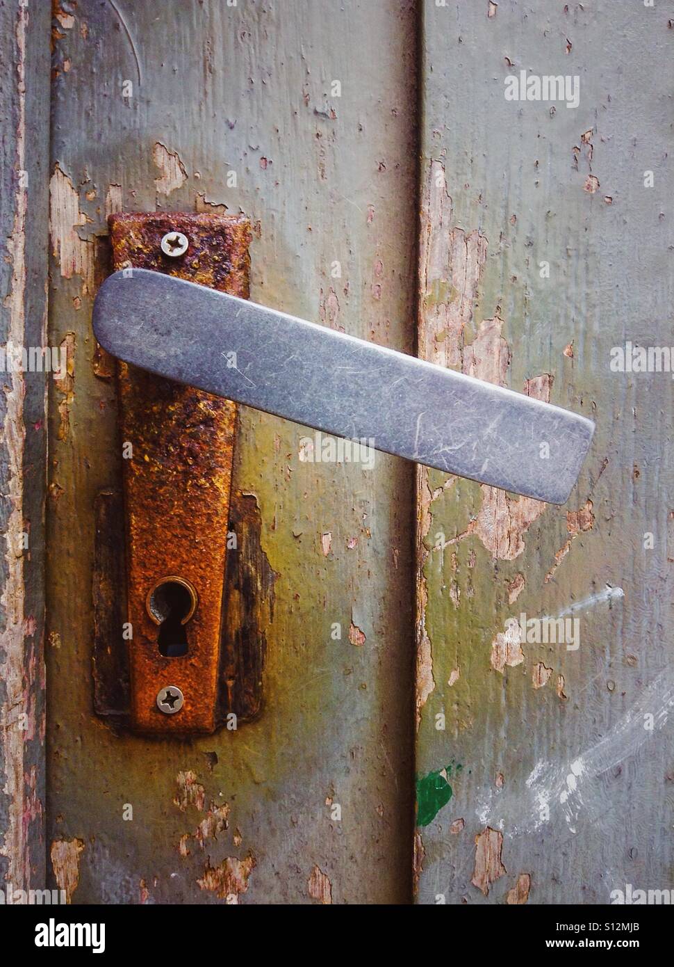 Old rusty handle of door. Brest, France, Europe Stock Photo - Alamy