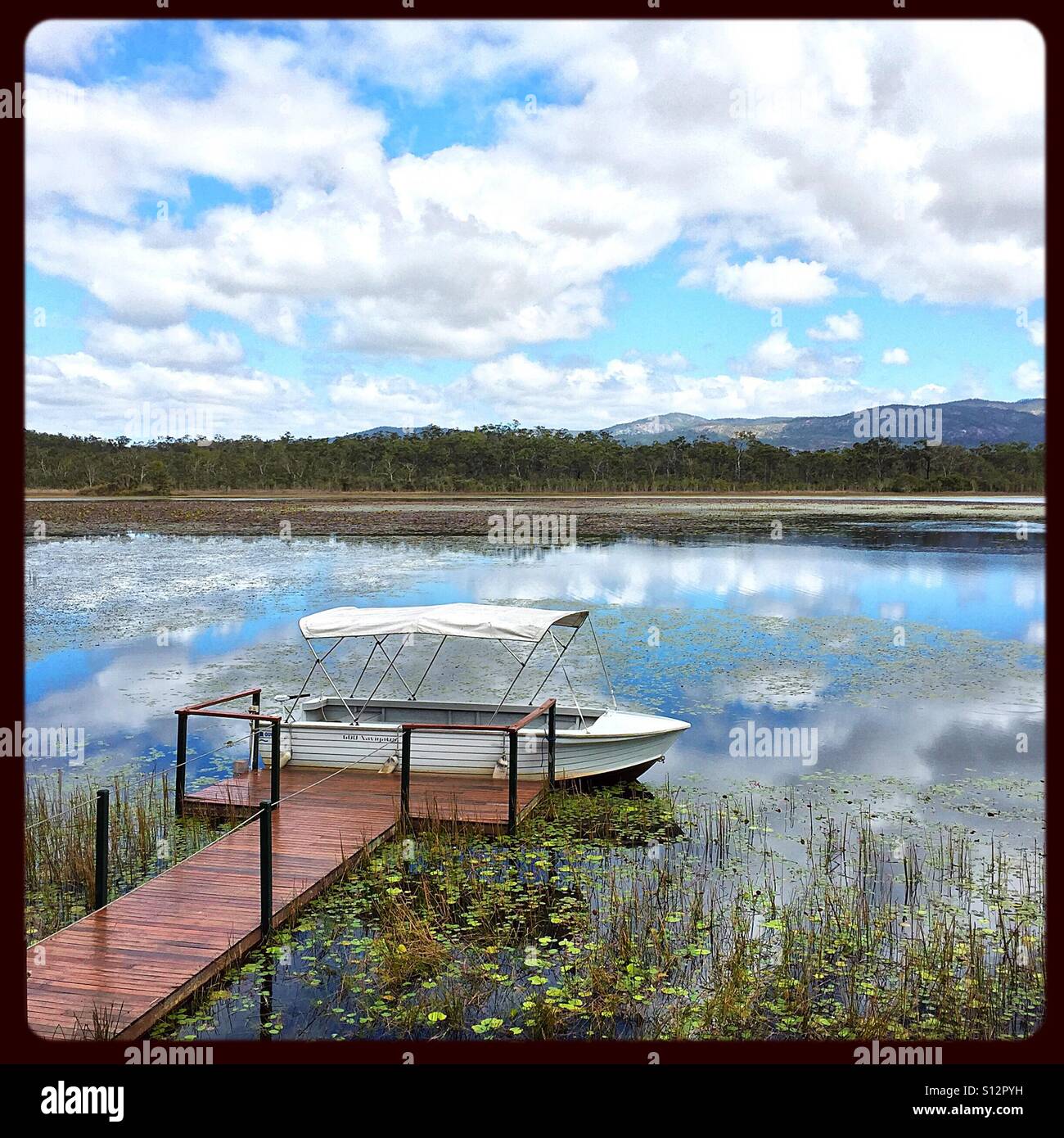 Boat at Mareeba Wetlands, Queensland, Australia Stock Photo - Alamy