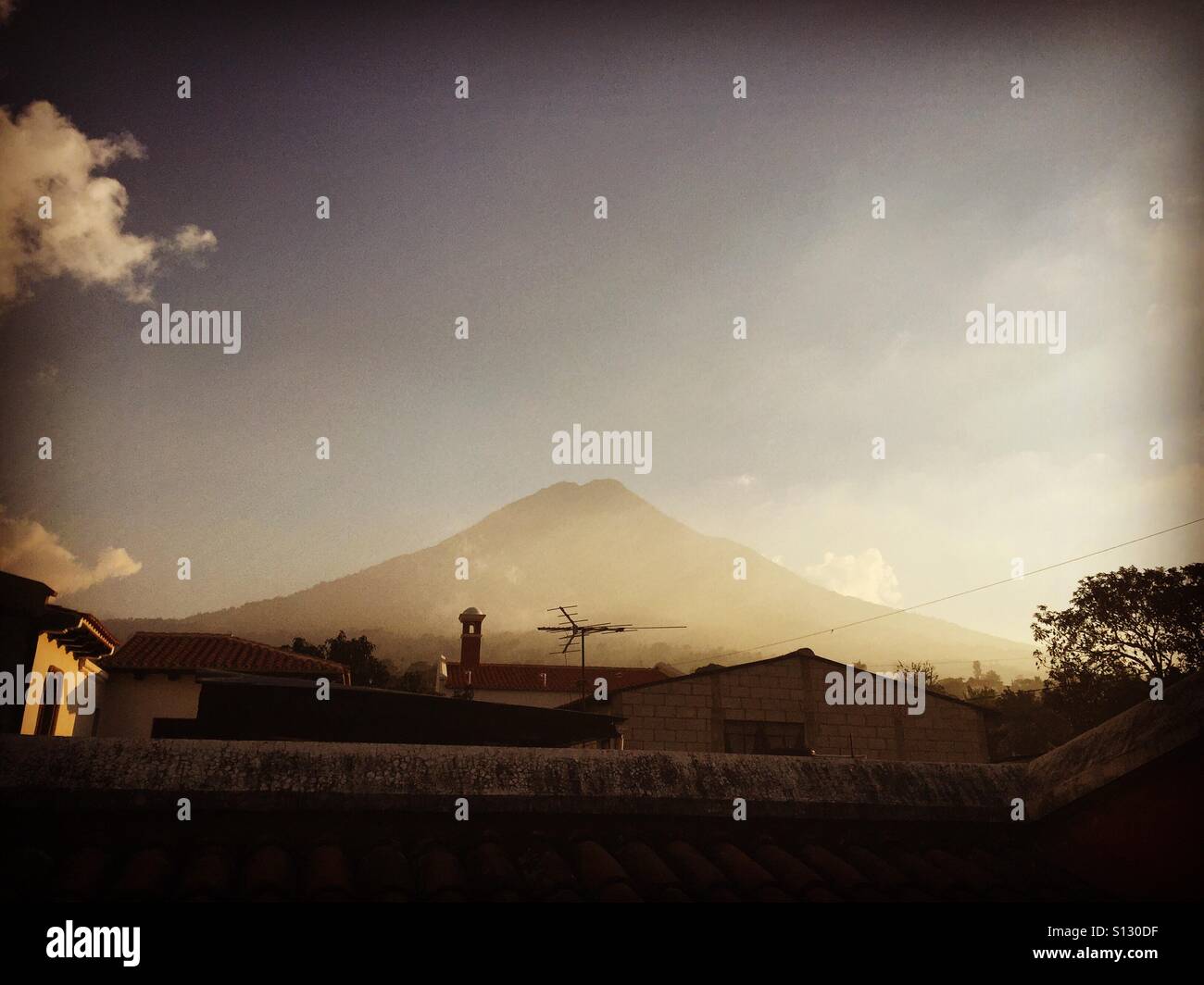 Agua Volcano at sunset, San Juan Del Obispo, Guatemala Stock Photo - Alamy