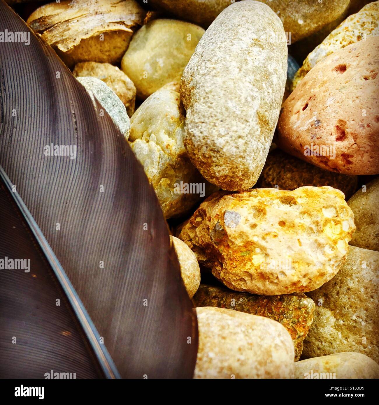 Feather and pebbles hi-res stock photography and images - Alamy