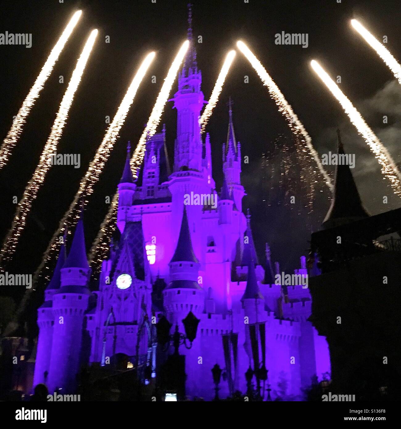 Disney world florida castle fireworks hi-res stock photography and ...